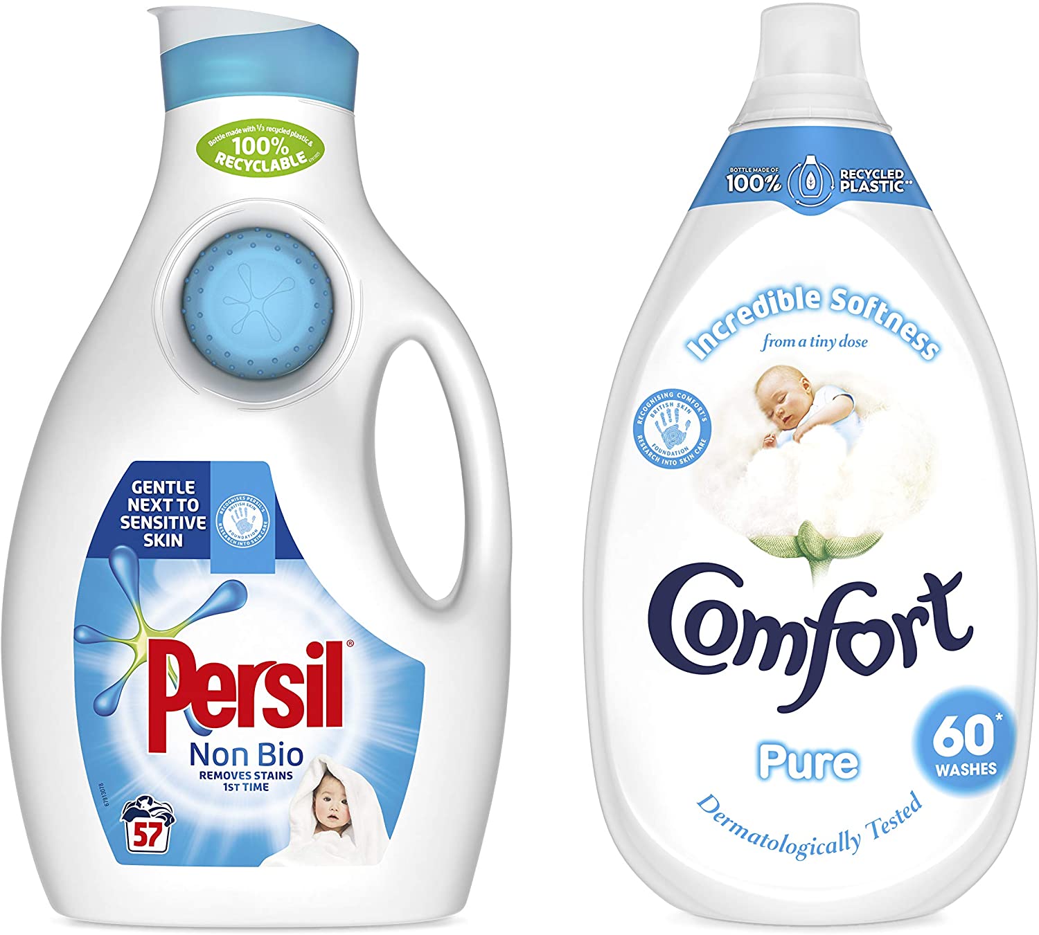 Persil Non Bio Liquid Detergent and Comfort Pure Ultra Concentrated ...